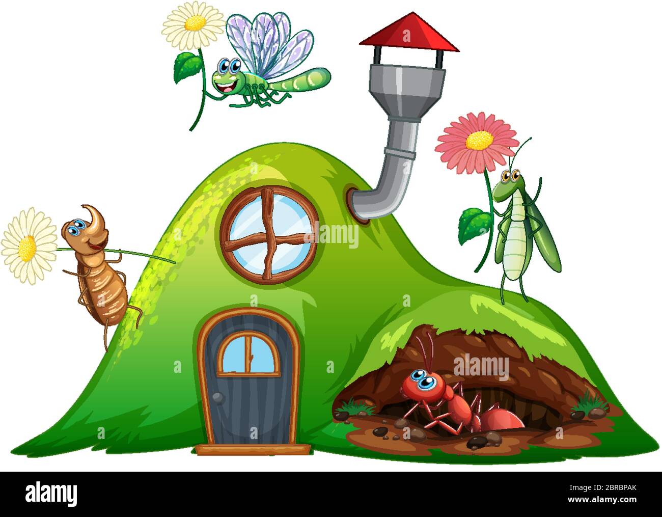 Gardening theme with insects in their home illustration Stock Vector ...