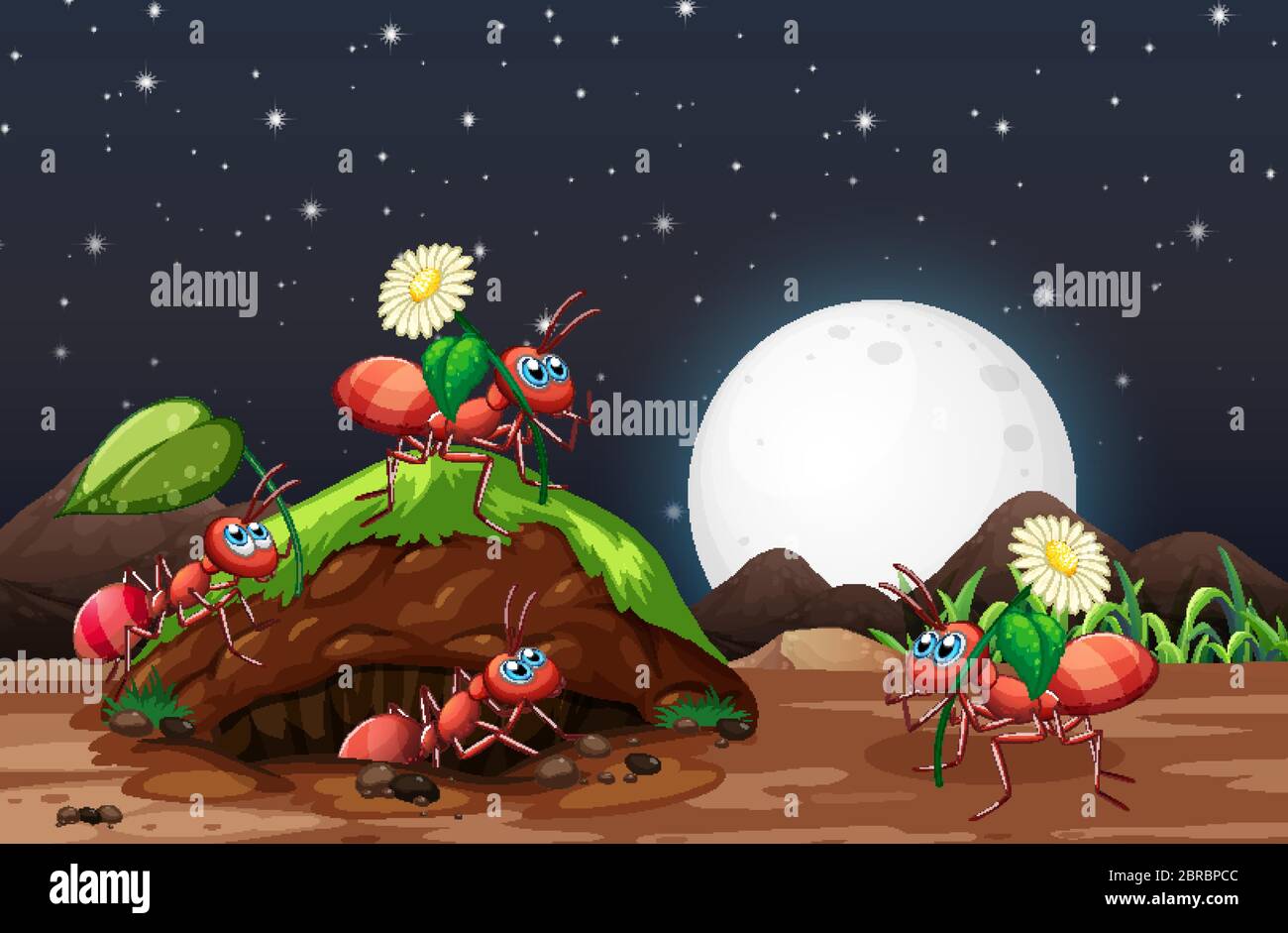 Scene with plants and insects in the garden illustration Stock Vector ...