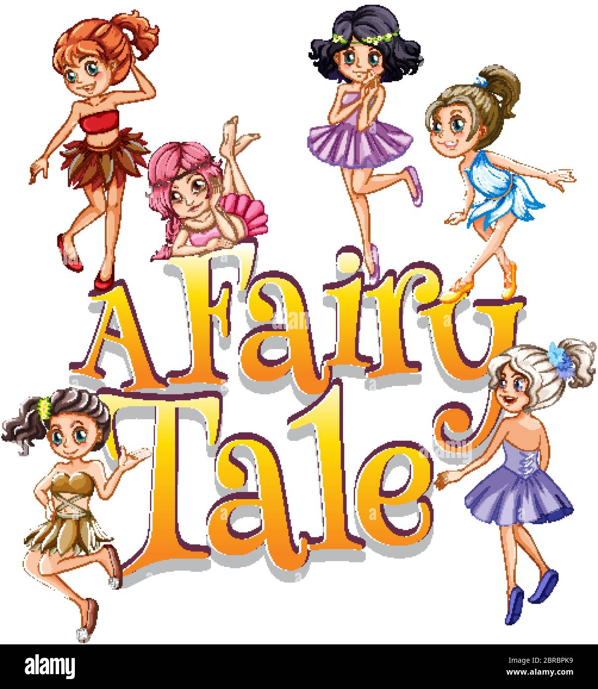 Font design for word a fairy tale with cute fairies illustration Stock ...