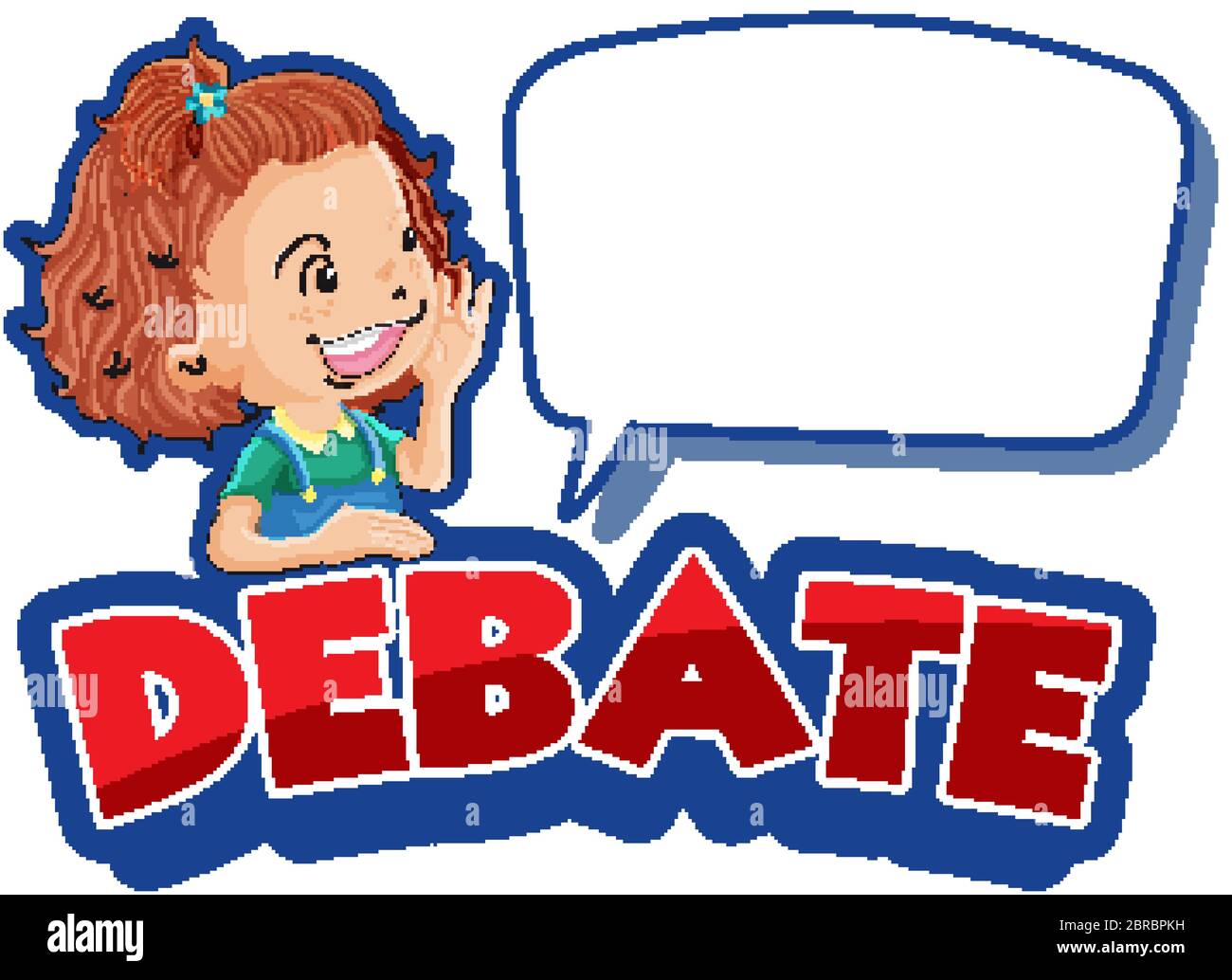 Font design for word debate with happy girl illustration Stock Vector ...