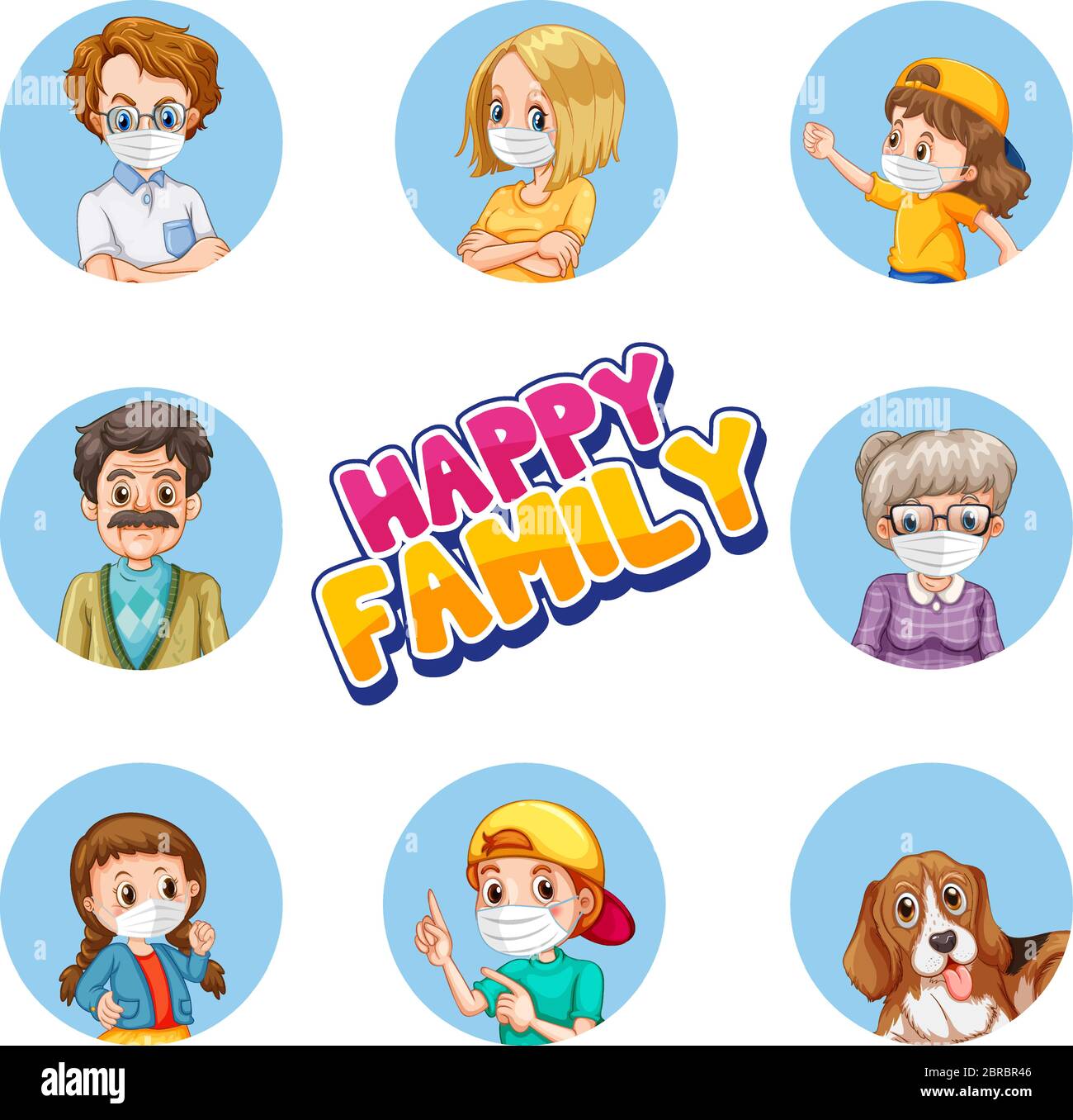 Family member wearing mask illustration Stock Vector Image & Art - Alamy