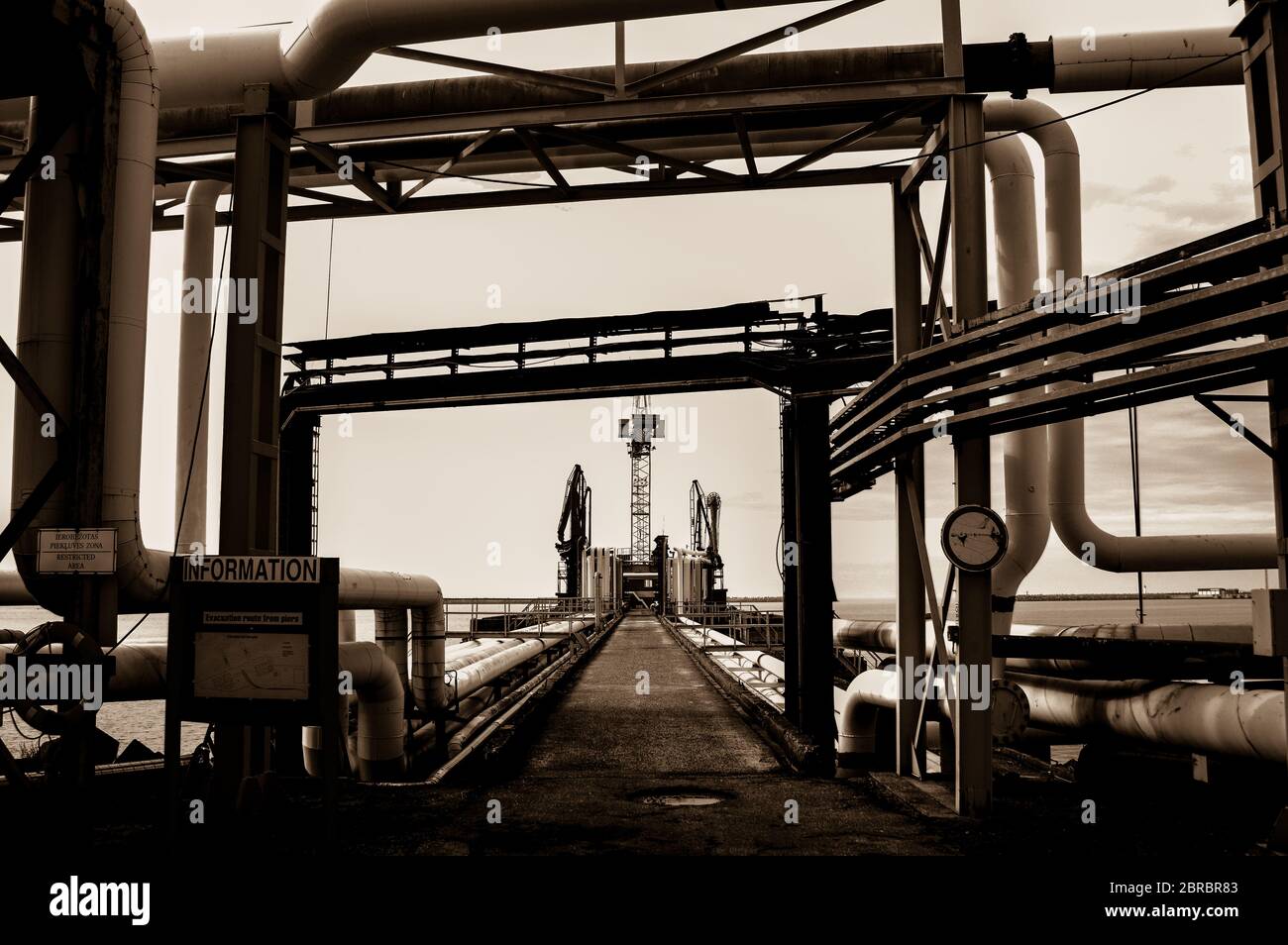 Pipeline and pipe rack of petroleum industrial plant. Offshore Industry ...