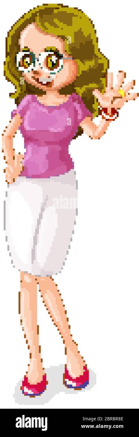 Pretty woman greeting on white background illustration Stock Vector ...