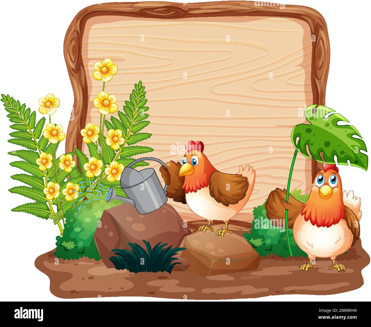 Sign template with animals in garden background illustration Stock ...