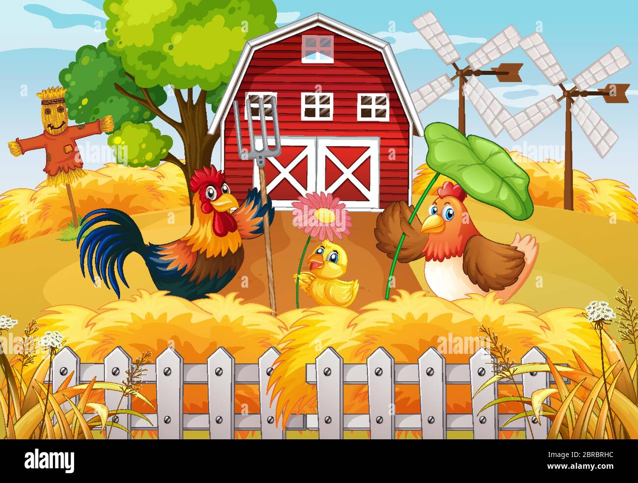 Farm theme background with farm animals illustration Stock Vector Image ...