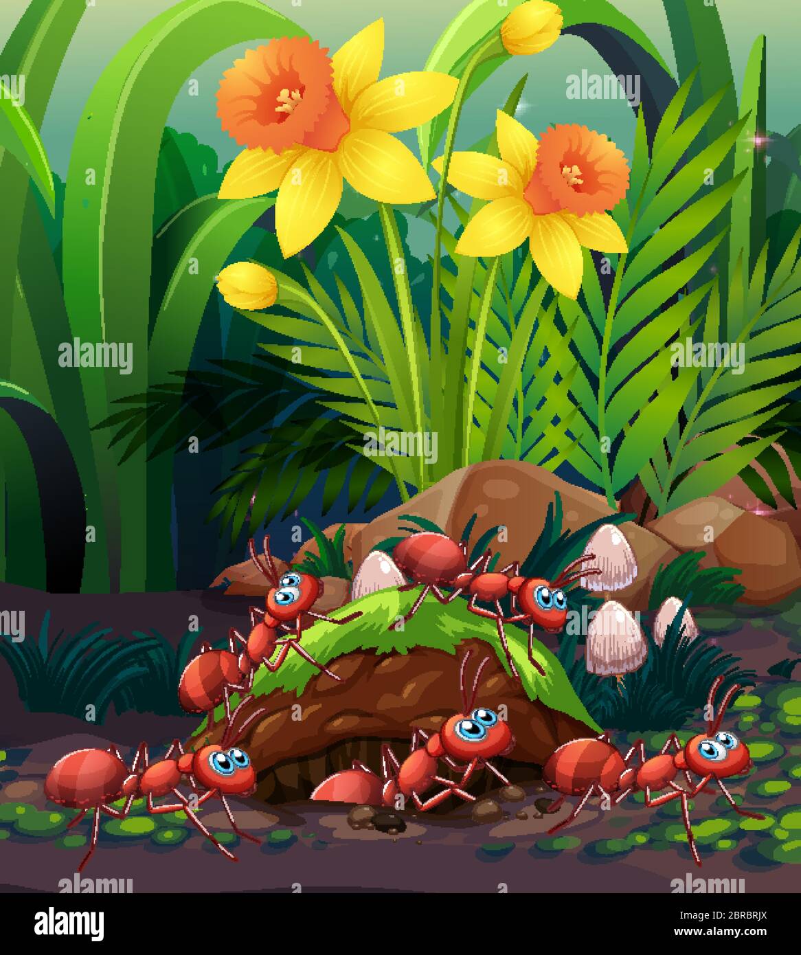 Scene with plants and insects in the garden illustration Stock Vector ...