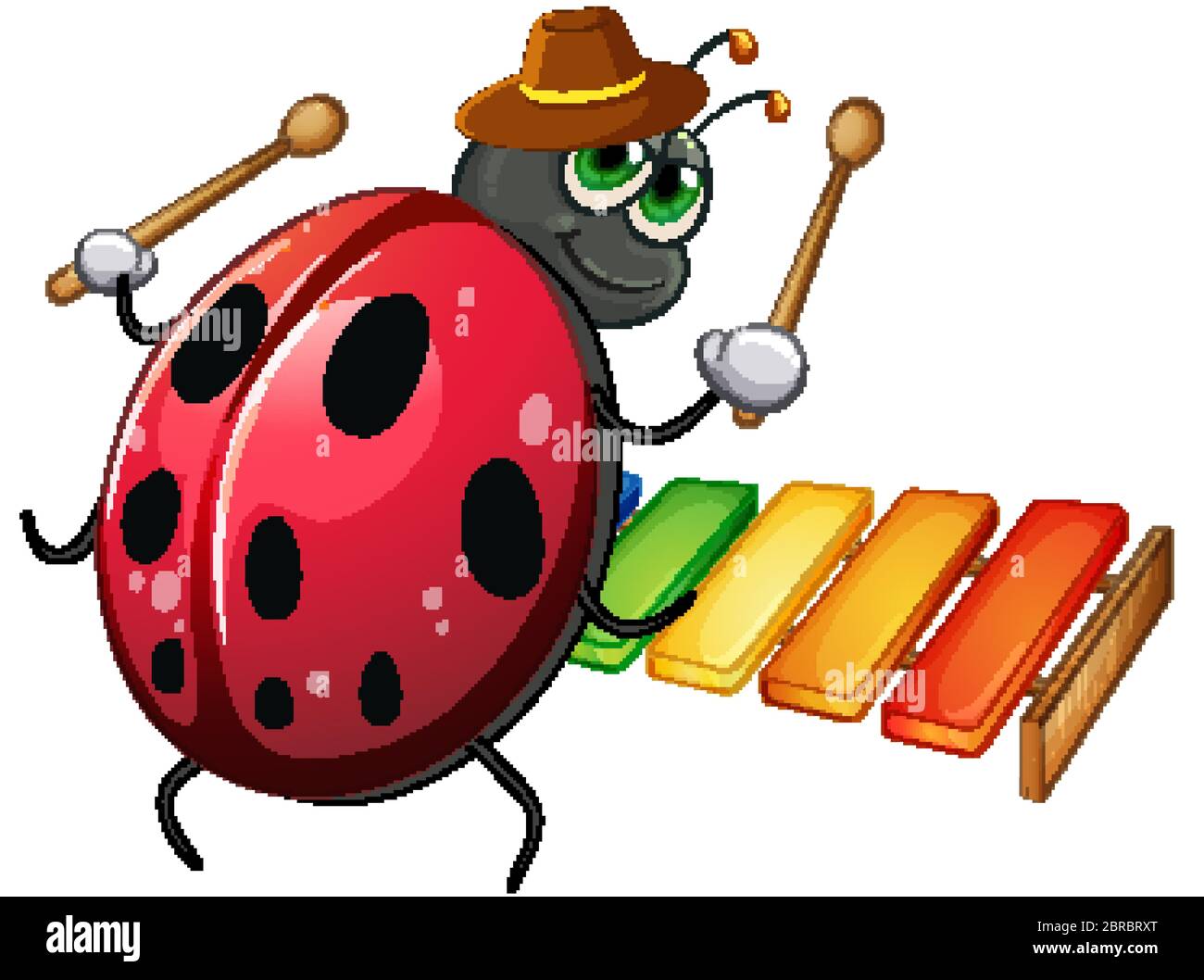 Ladybug playing xylophone on white background illustration Stock Vector ...