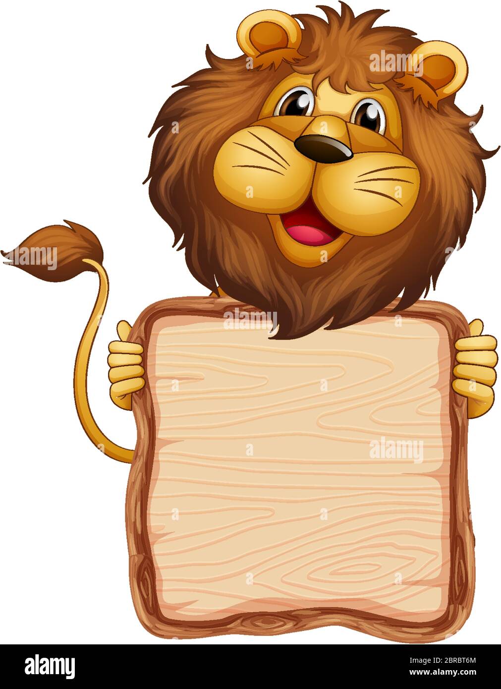 Board template with cute lion on white background illustration Stock ...