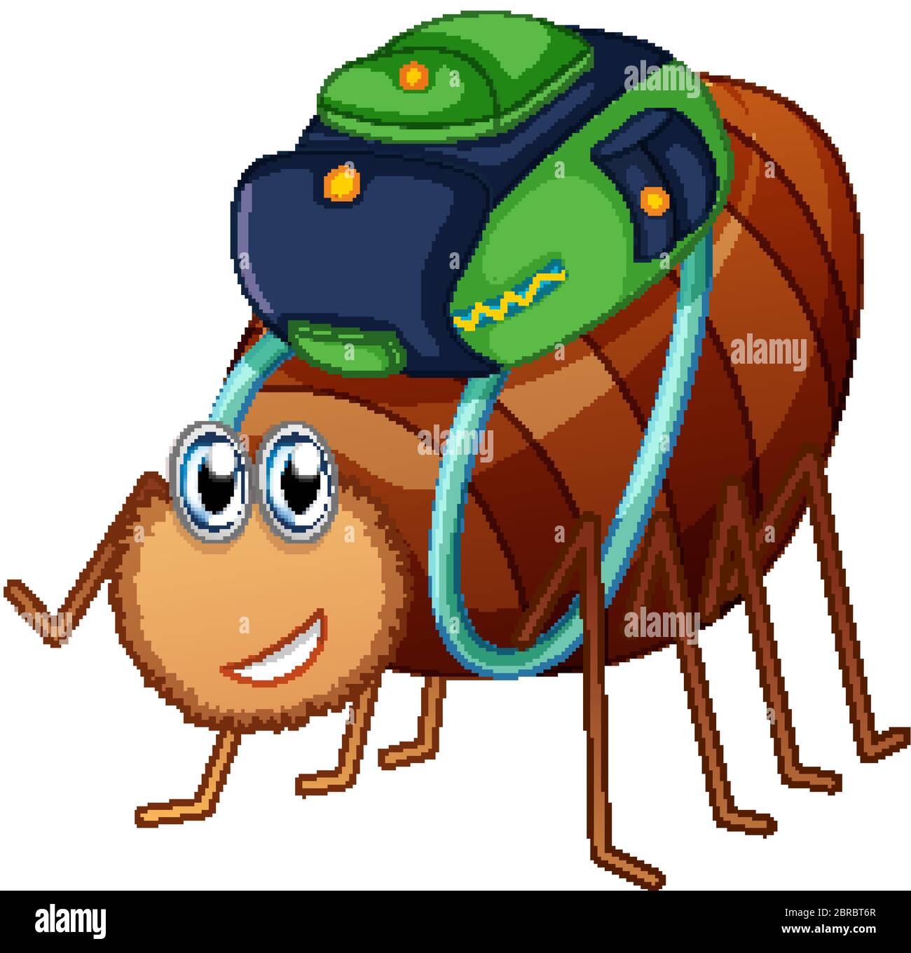 Cute spider with backpack on white background illustration Stock Vector ...