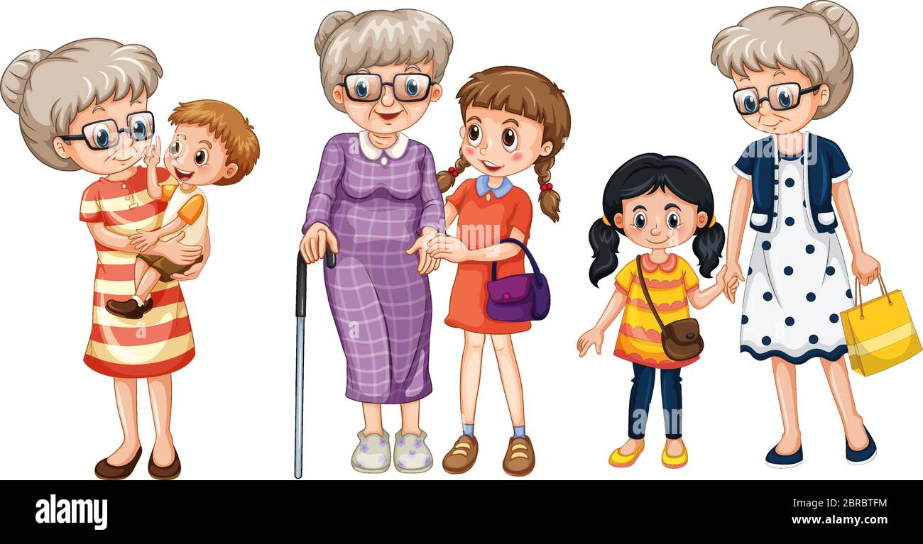 Family member cartoon character in several positions illustration Stock ...