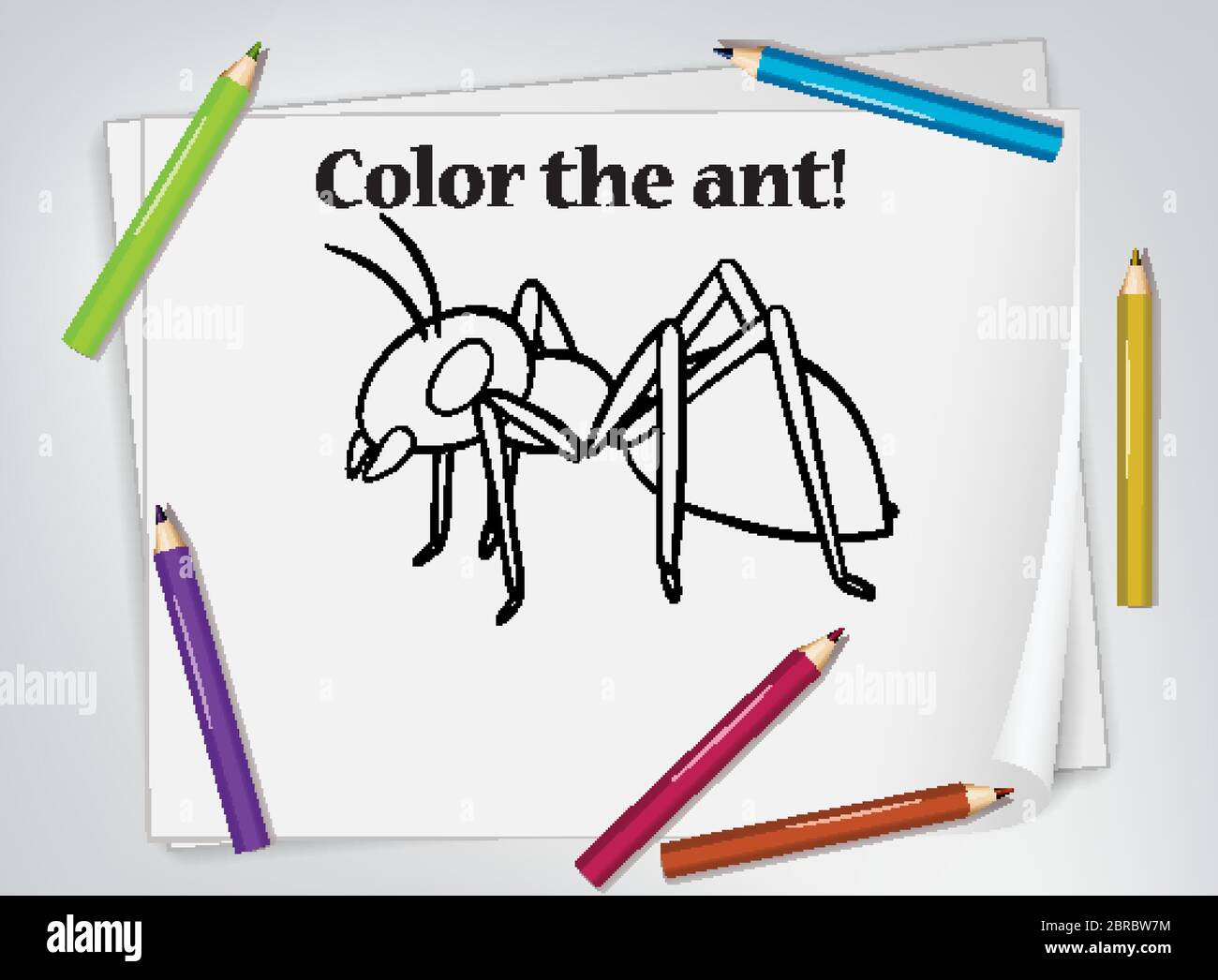 Children ant coloring worksheet illustration Stock Vector Image & Art ...