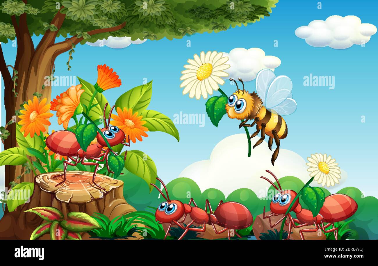 Happy insect in the nature illustration Stock Vector Image & Art - Alamy