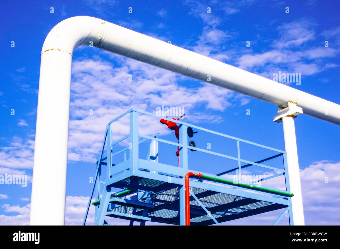 Pipeline and pipe rack of petroleum industrial plant. Offshore Industry ...