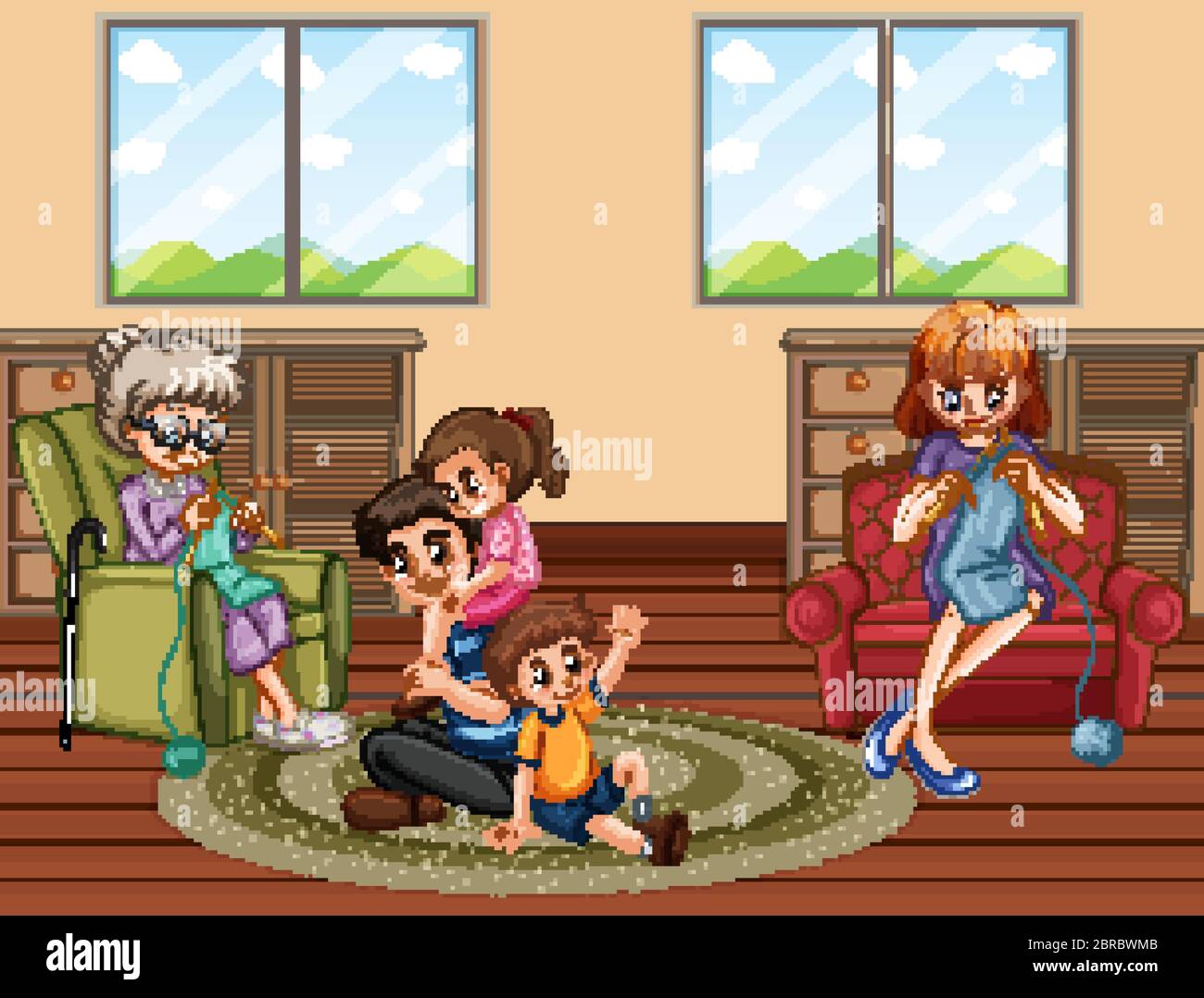 Scene with family having a good time at home illustration Stock Vector ...