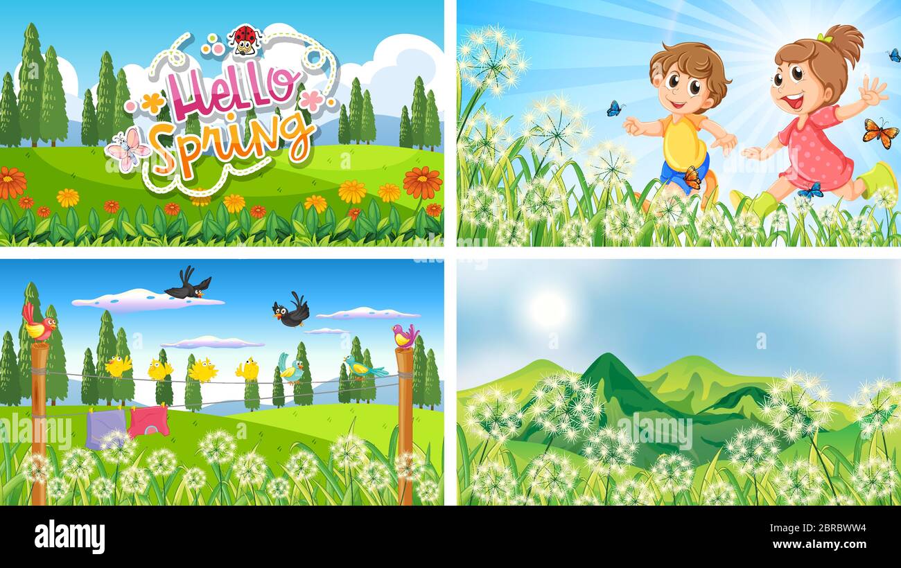 Set of spring background illustration Stock Vector Image & Art - Alamy
