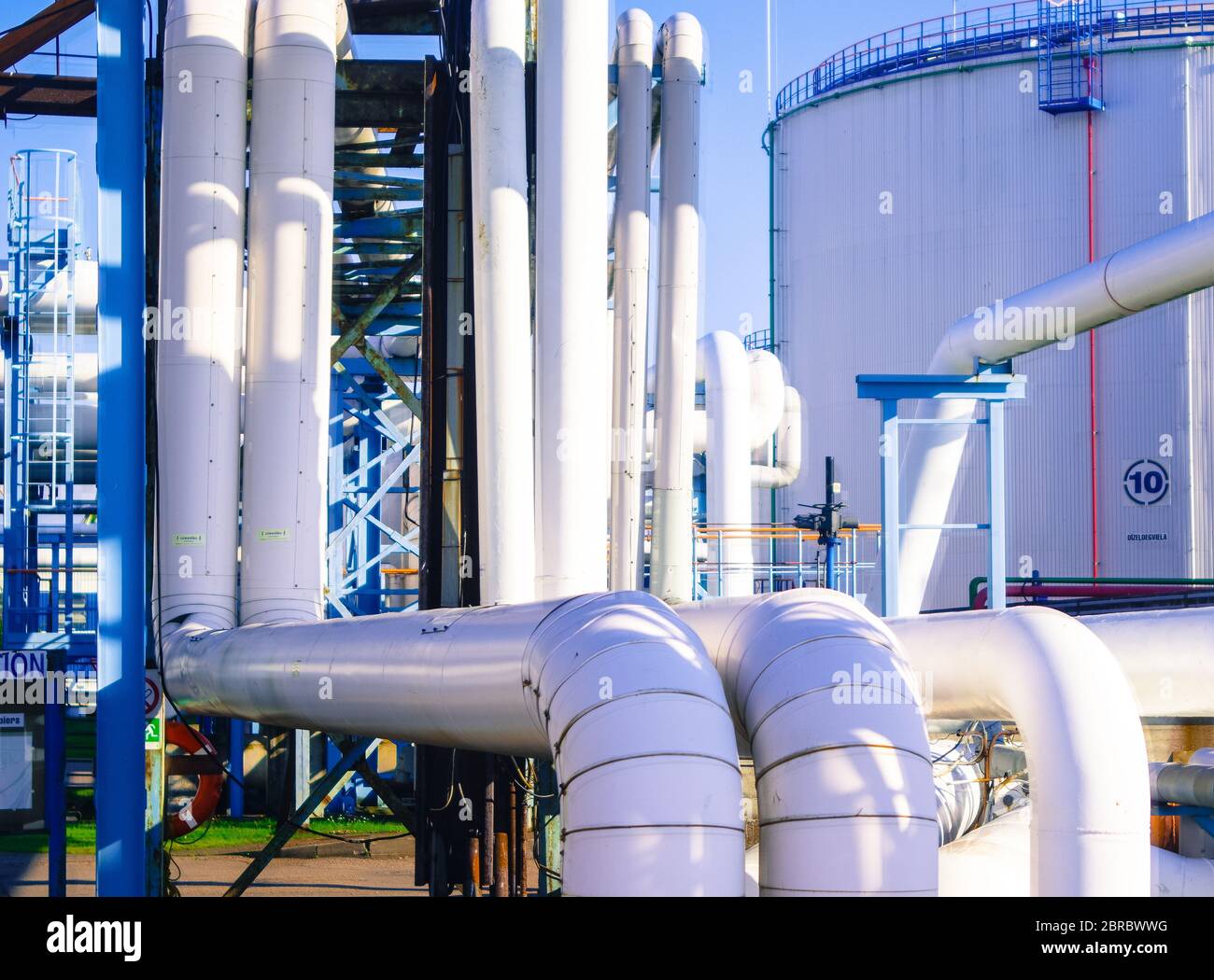 Pipeline and pipe rack of petroleum industrial plant. Offshore Industry ...