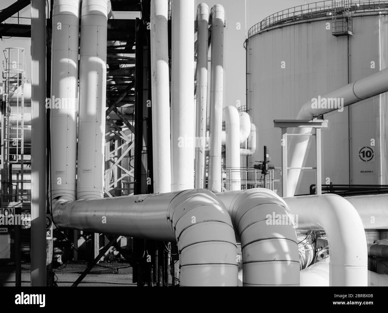 Pipeline and pipe rack of petroleum industrial plant. Offshore Industry ...