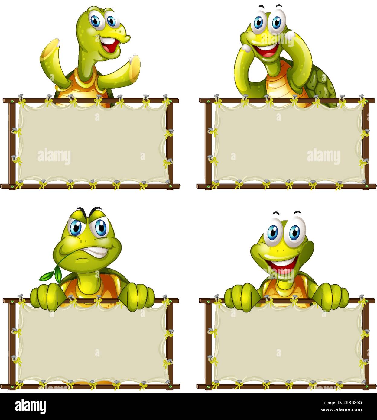 Board template with cute turtle on white background illustration Stock ...