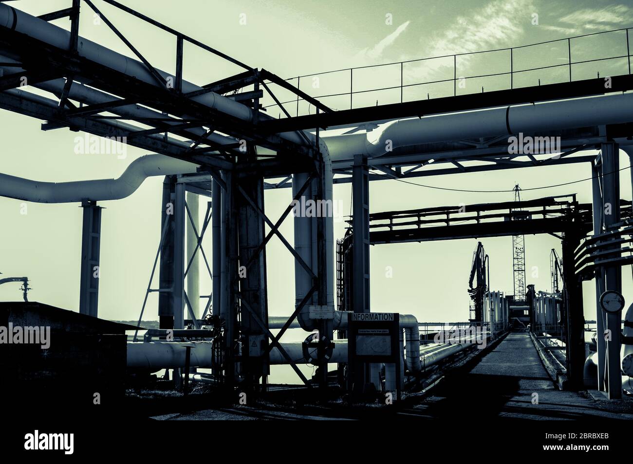 Pipeline and pipe rack of petroleum industrial plant. Offshore Industry ...