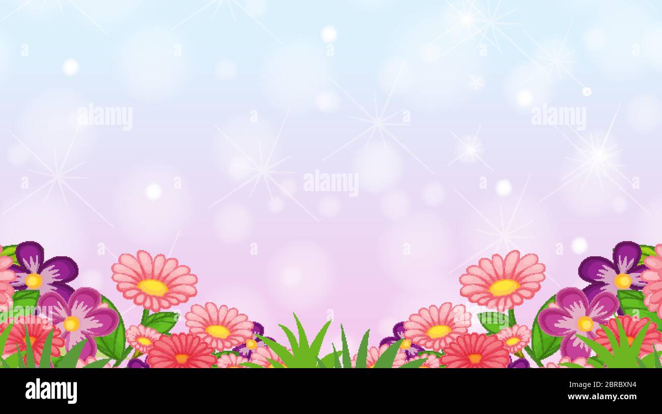 Background design template with colorful flowers illustration Stock ...