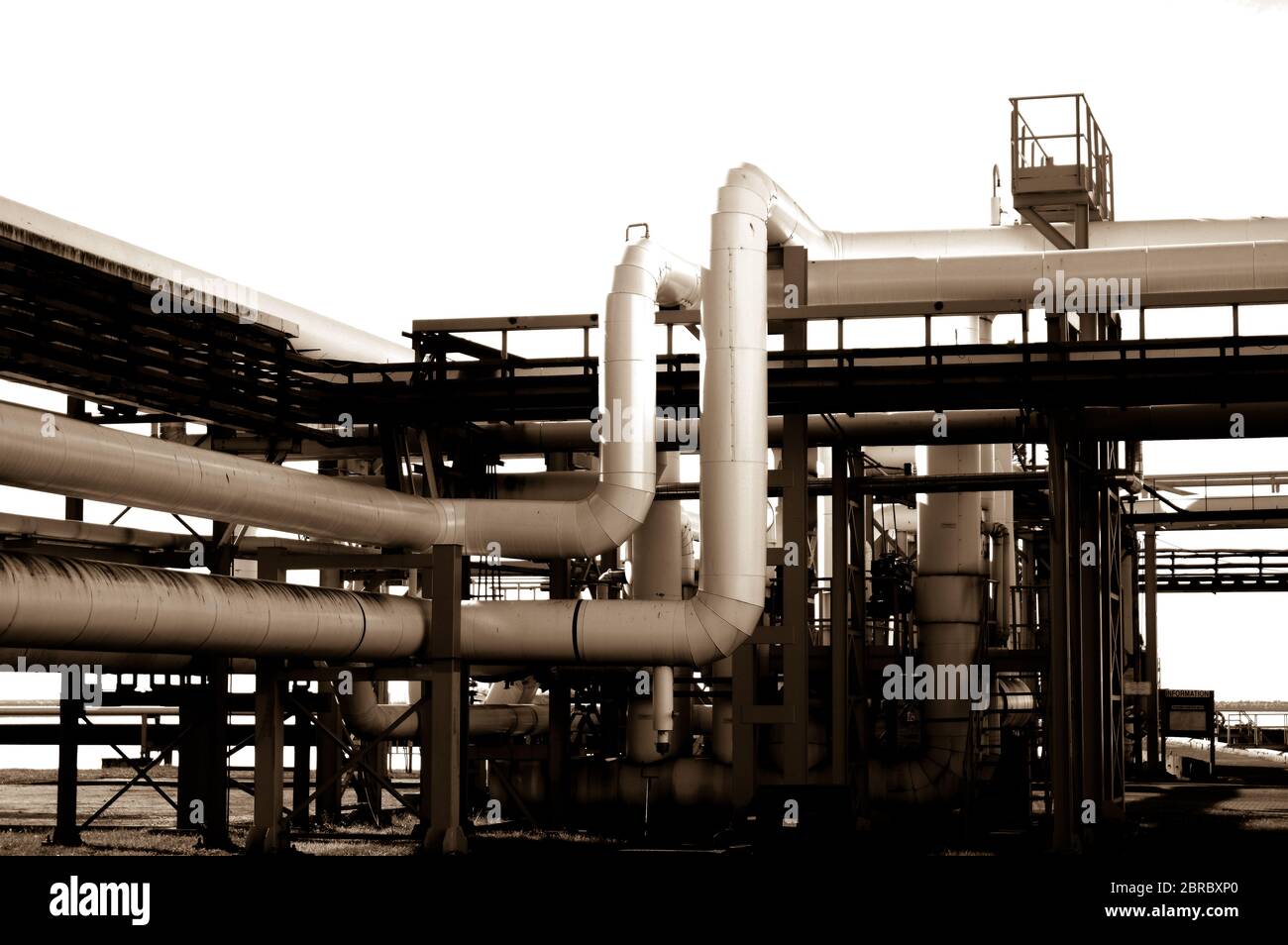 Pipeline and pipe rack of petroleum industrial plant. Offshore Industry ...