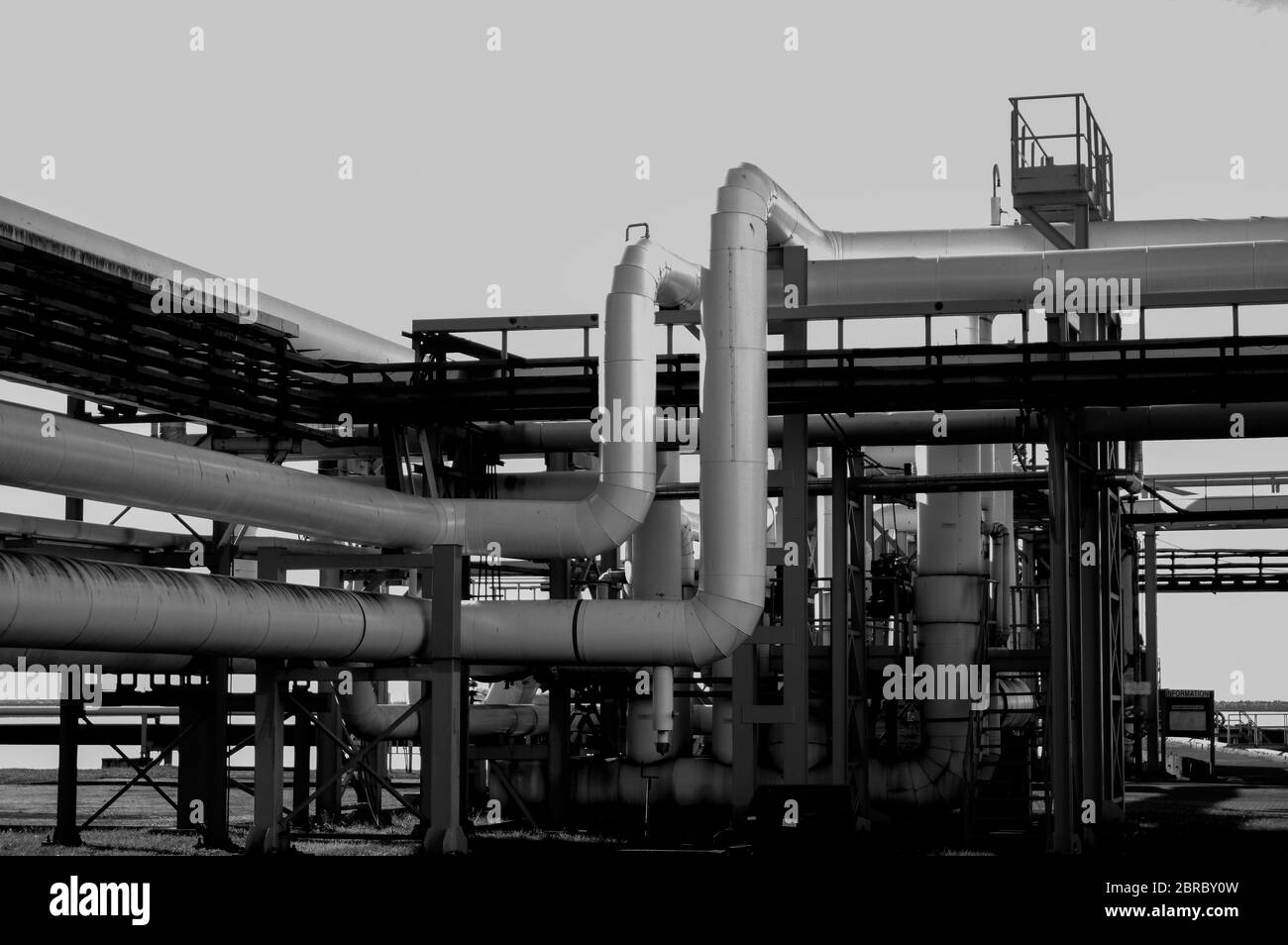 Pipeline and pipe rack of petroleum industrial plant. Offshore Industry ...