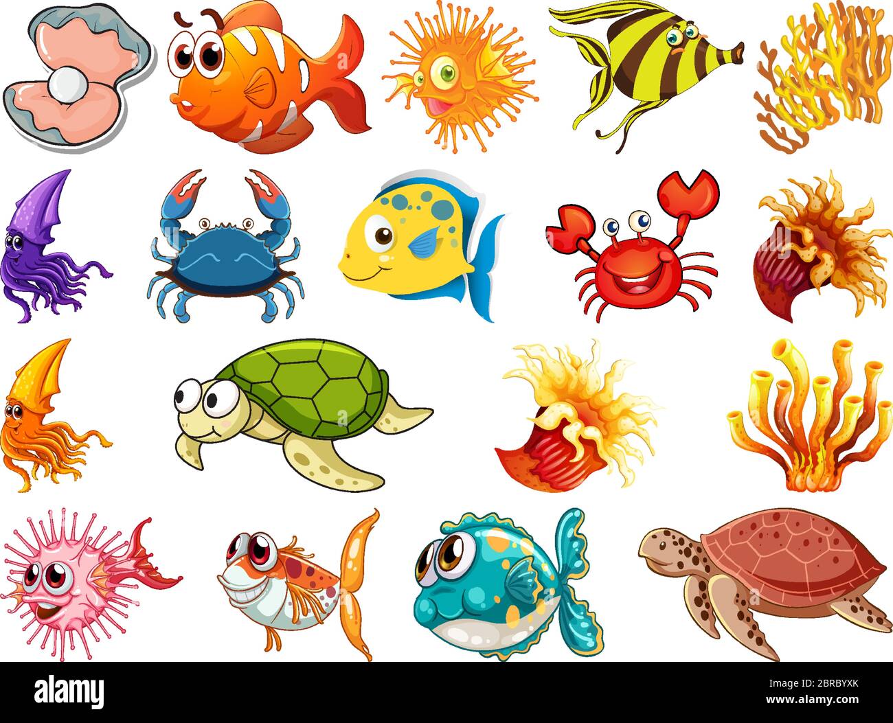 Set of sea creature illustration Stock Vector Image & Art - Alamy