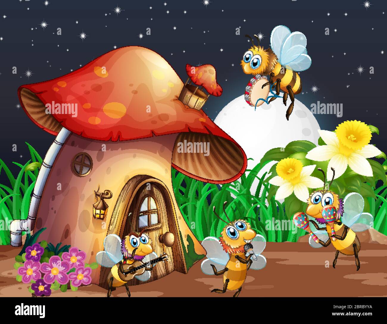 Scene with plants and insects in the garden illustration Stock Vector ...