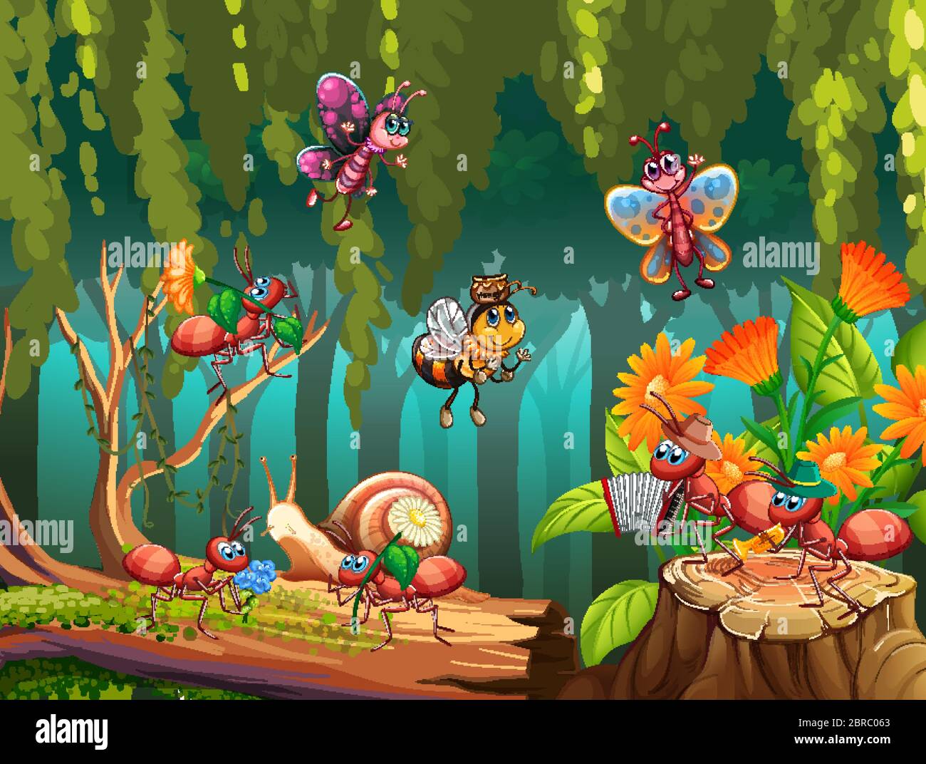 Insects jungle background illustration hi-res stock photography and ...