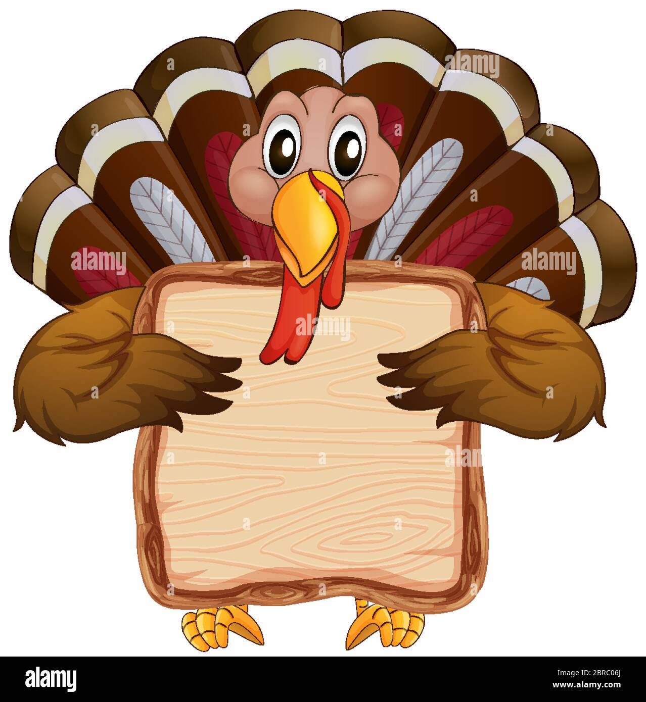 Board template with cute turkey on white background illustration Stock ...