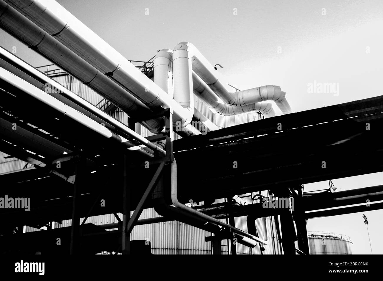 Pipeline and pipe rack of petroleum industrial plant. Offshore Industry ...