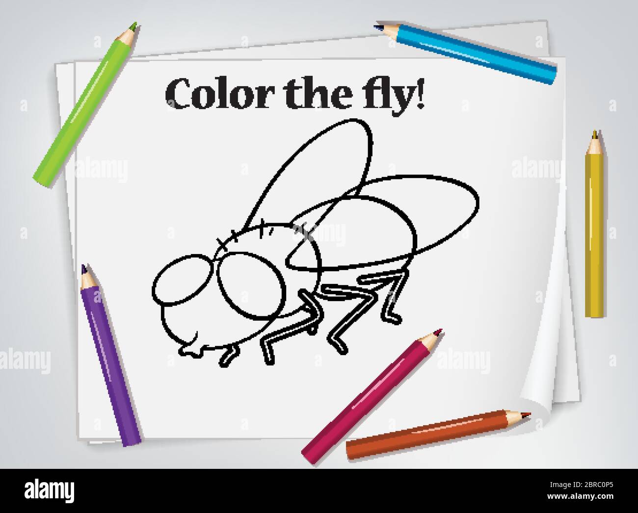 Children fly coloring worksheet illustration Stock Vector Image & Art ...