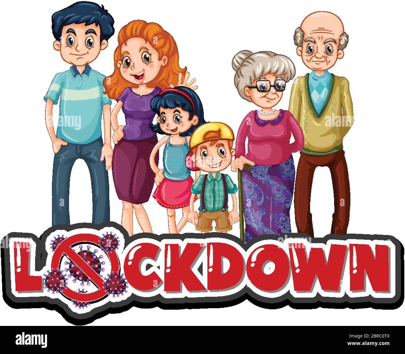 Lockdown sign with happy family illustration Stock Vector Image & Art ...