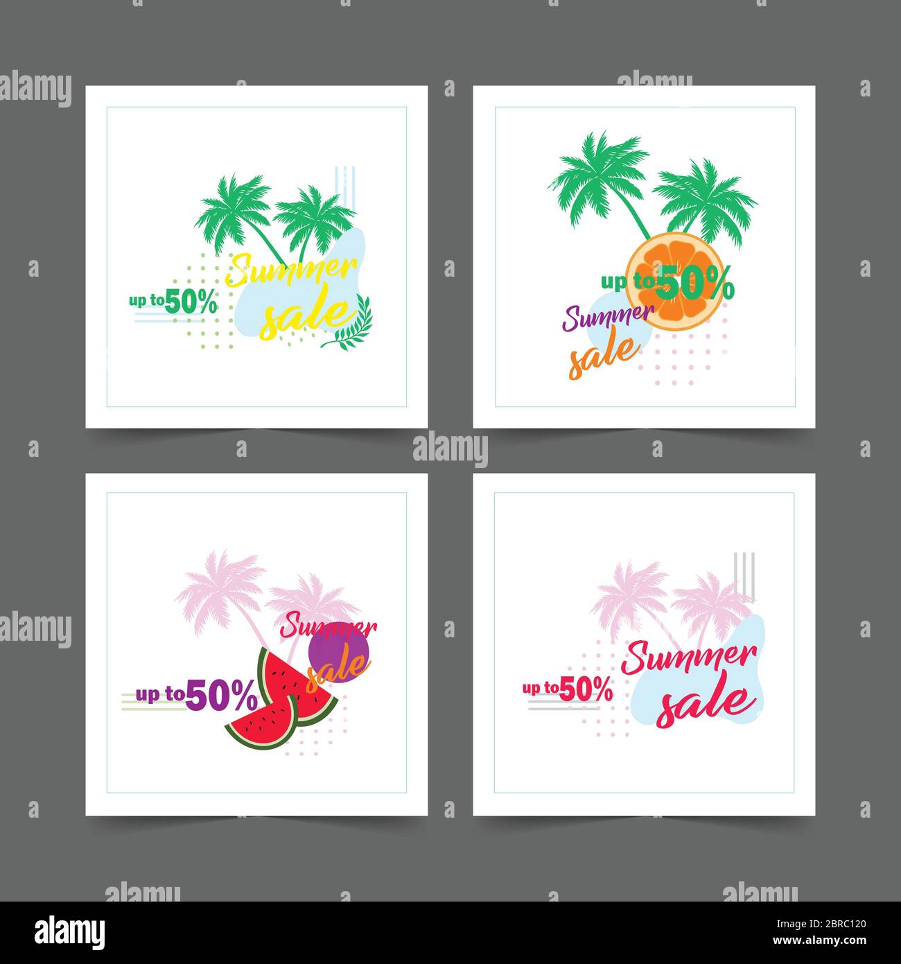 Vector template Instagram post summer discounts and sales collection ...