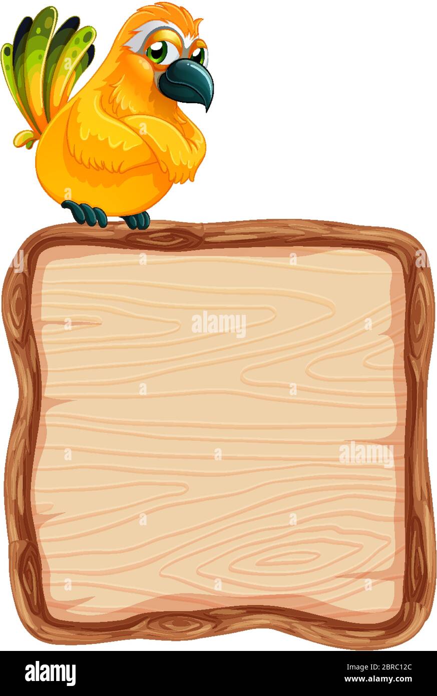 Board template with cute bird on white background illustration Stock ...