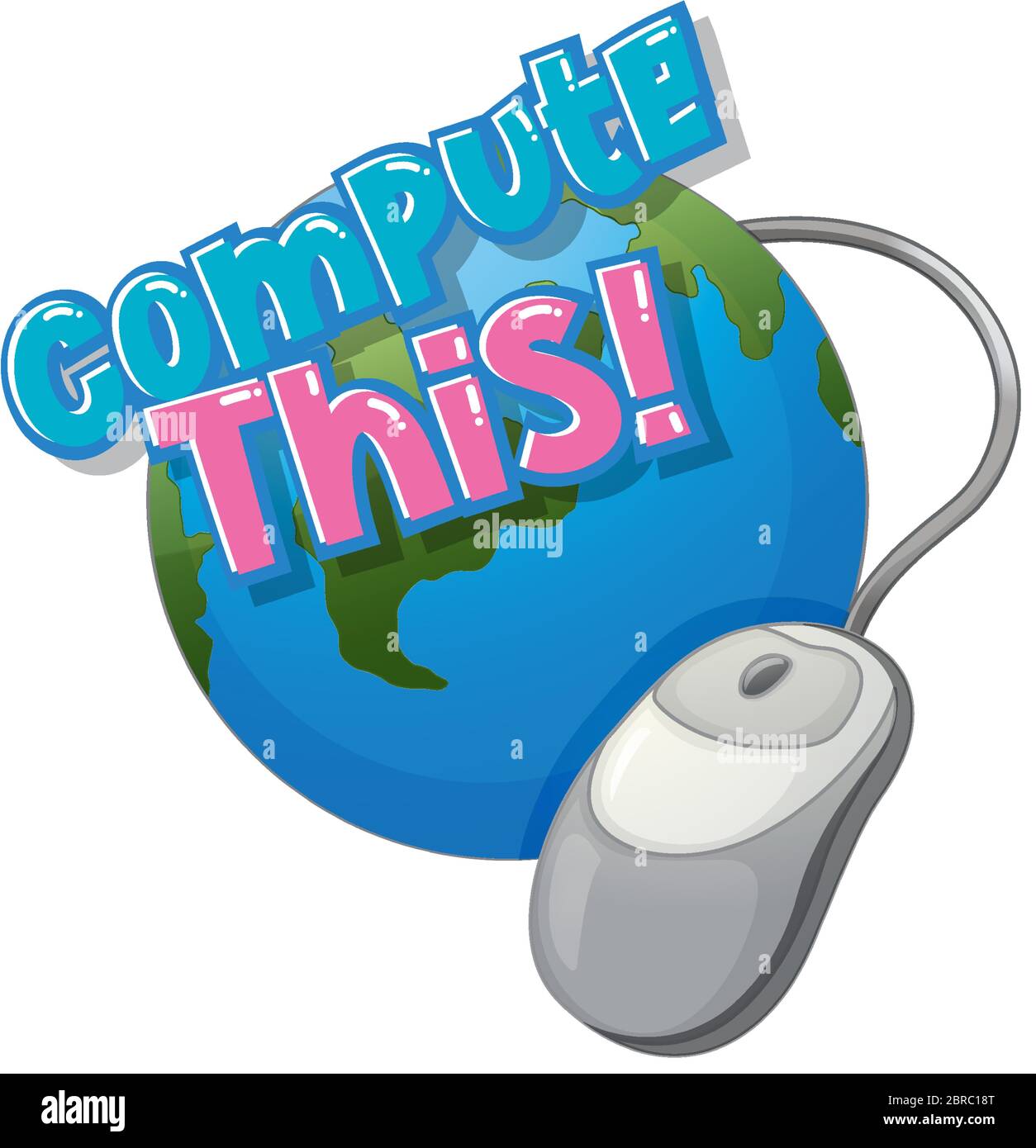 Font design for word compute this with world and mouse illustration ...