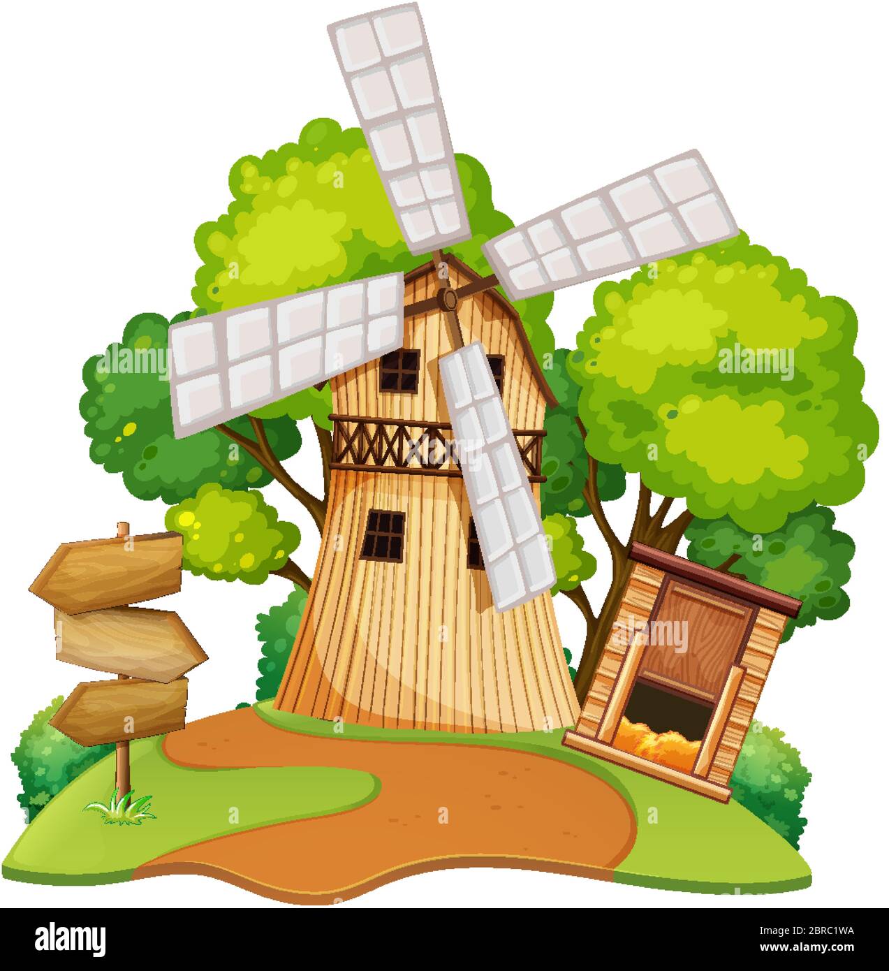 Isolated wooden windmill house illustration Stock Vector Image & Art ...