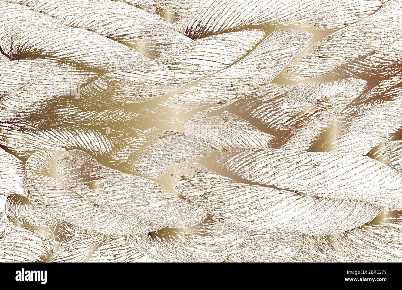 Distress grunge vector texture of golden wicker rope. Black and white ...