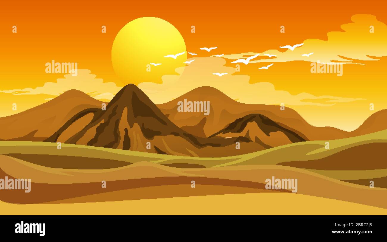 Scene with big field at sunset illustration Stock Vector Image & Art ...