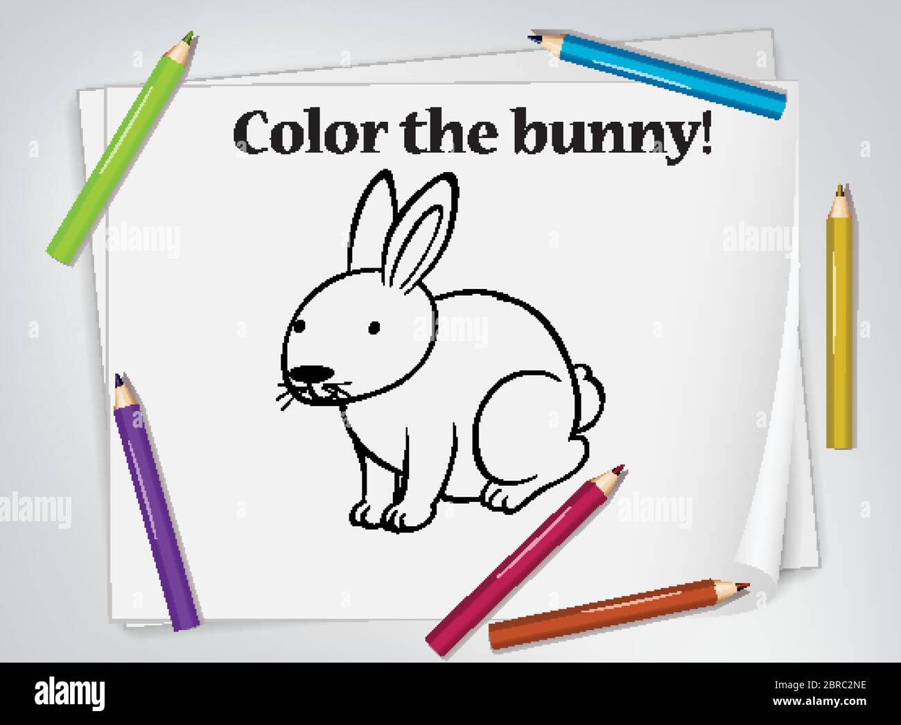 Children bunny coloring worksheet illustration Stock Vector Image & Art ...