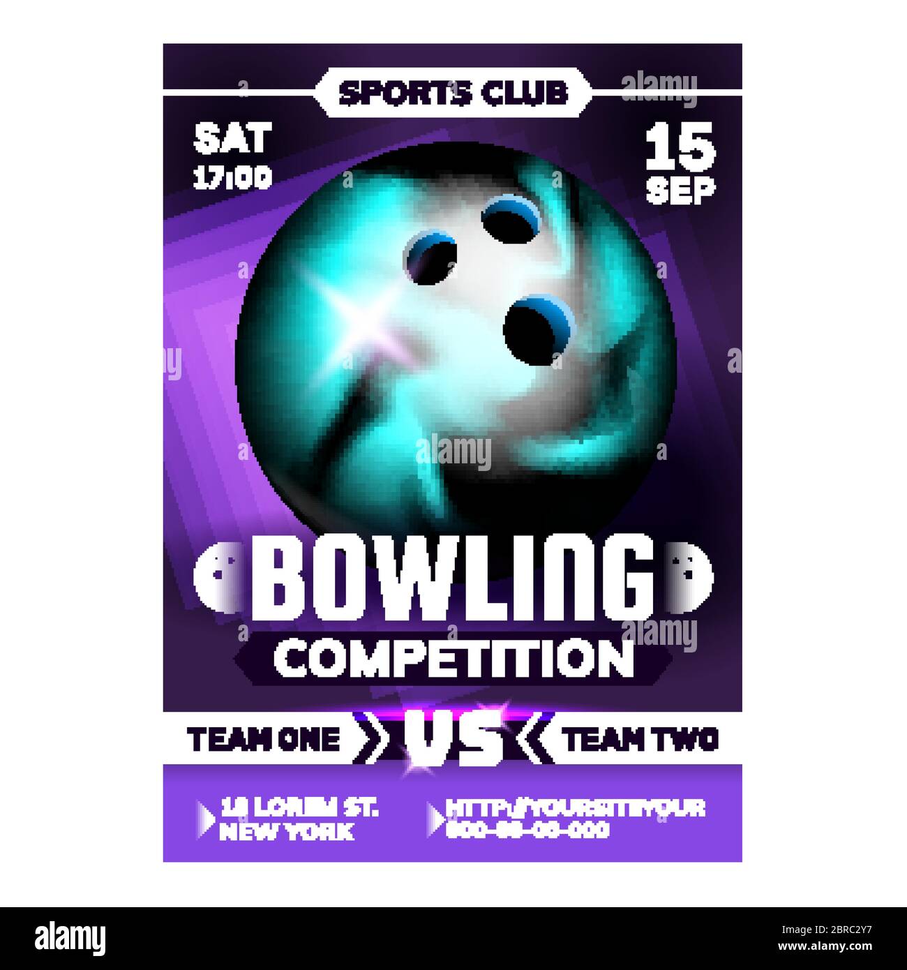 Bowling Ball For Hit Target Ninepins Poster Vector Stock Vector Image ...