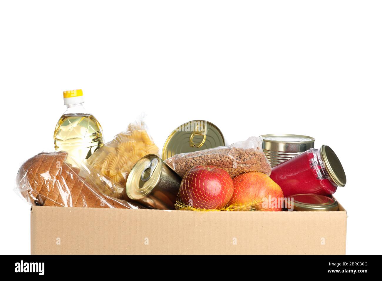 Donation box isolated on white background. Paper box with food Stock ...
