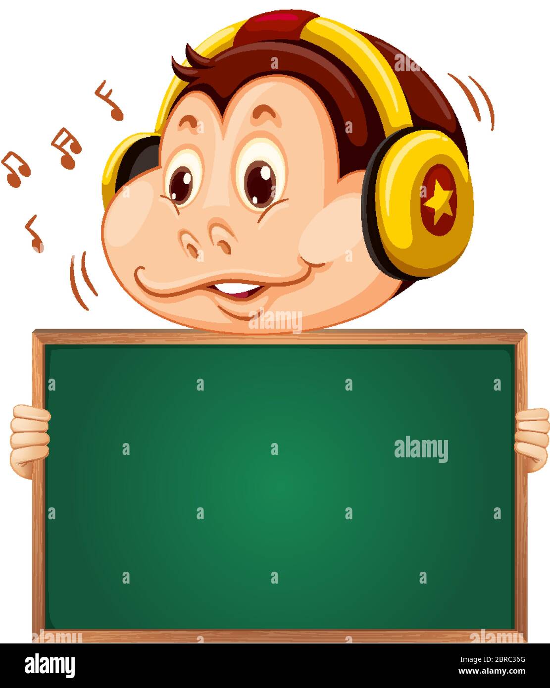 Blank sign template with cute monkey on white background illustration ...