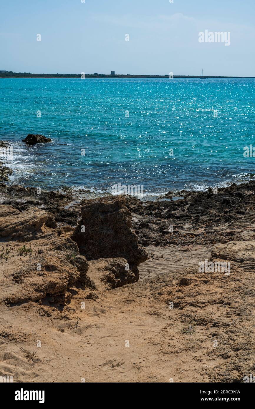 Golden beaches and clear sea. Magic of Salento. Punta della Suina ...