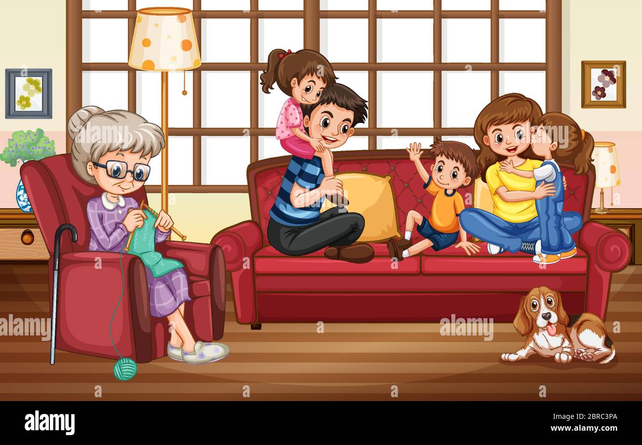 Family stay at home illustration Stock Vector Image & Art - Alamy