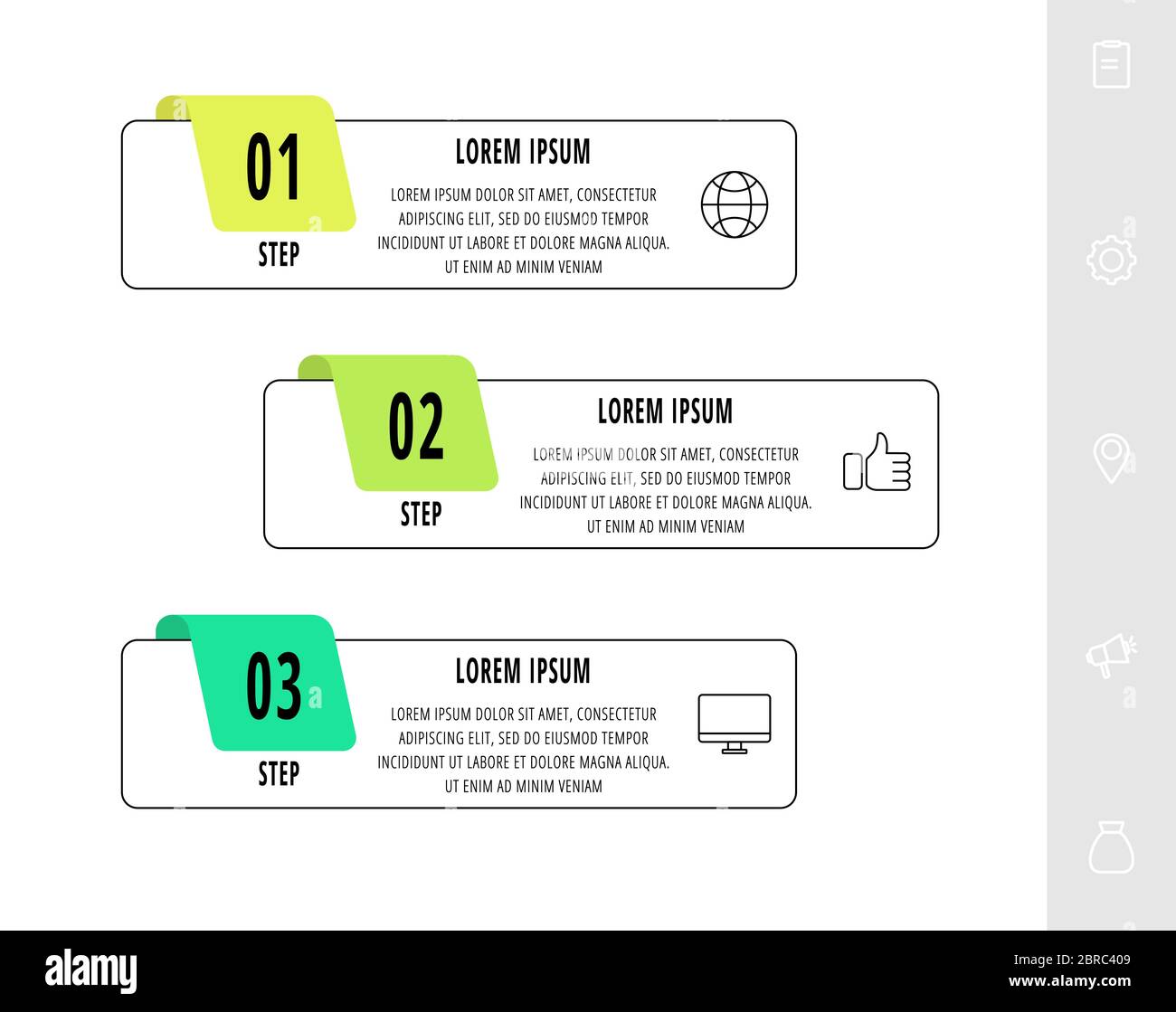 Vector infographics design template with label. Three steps. Modern line concept can be used for ...