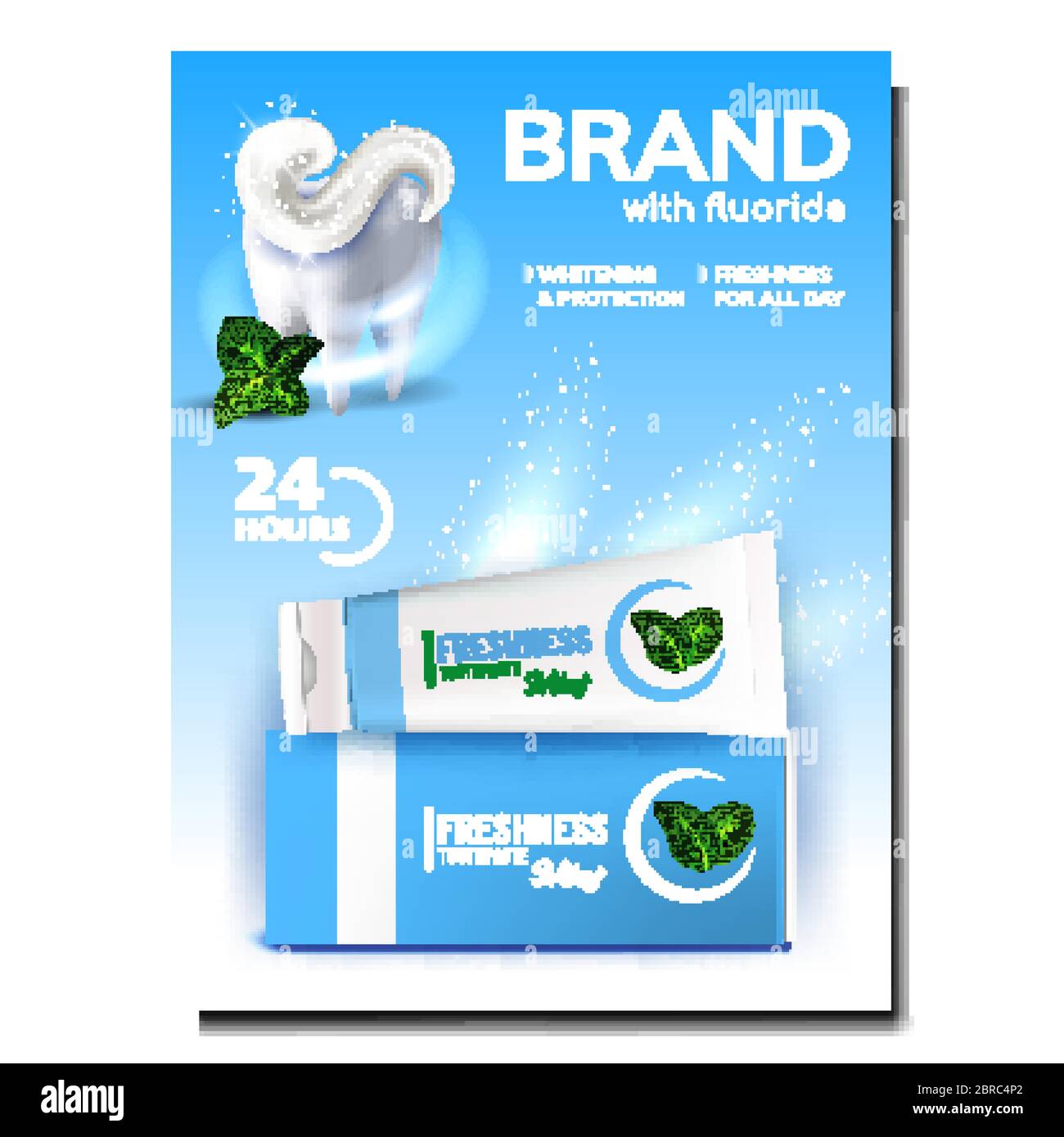 Toothpaste Tooth Protection Promo Poster Vector Stock Vector Image ...