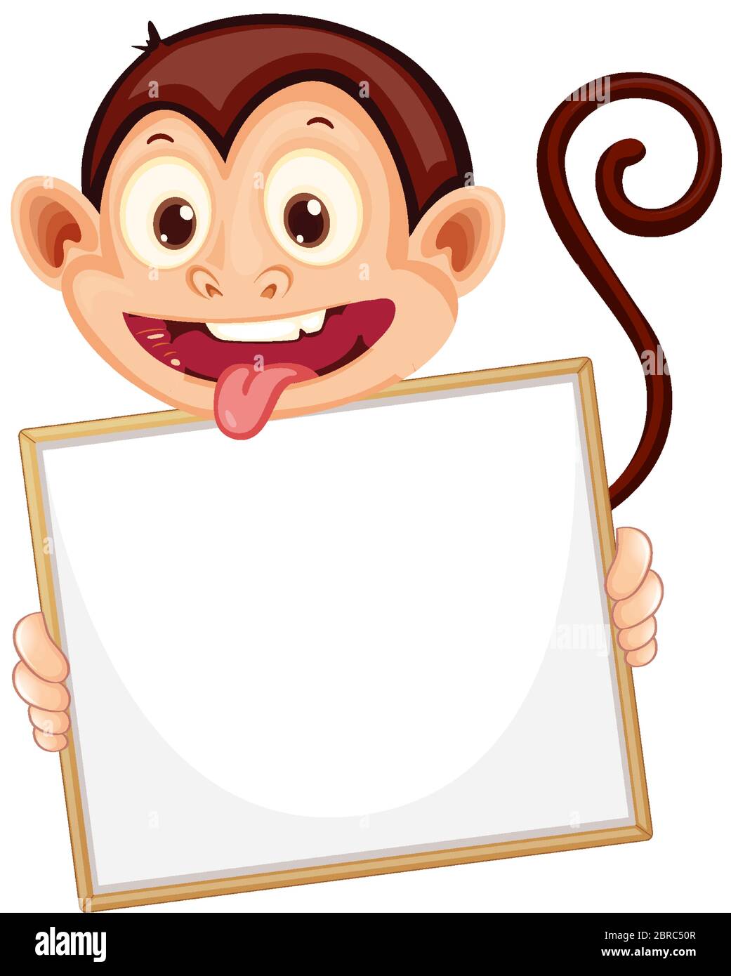 Blank sign template with cute monkey on white background illustration ...