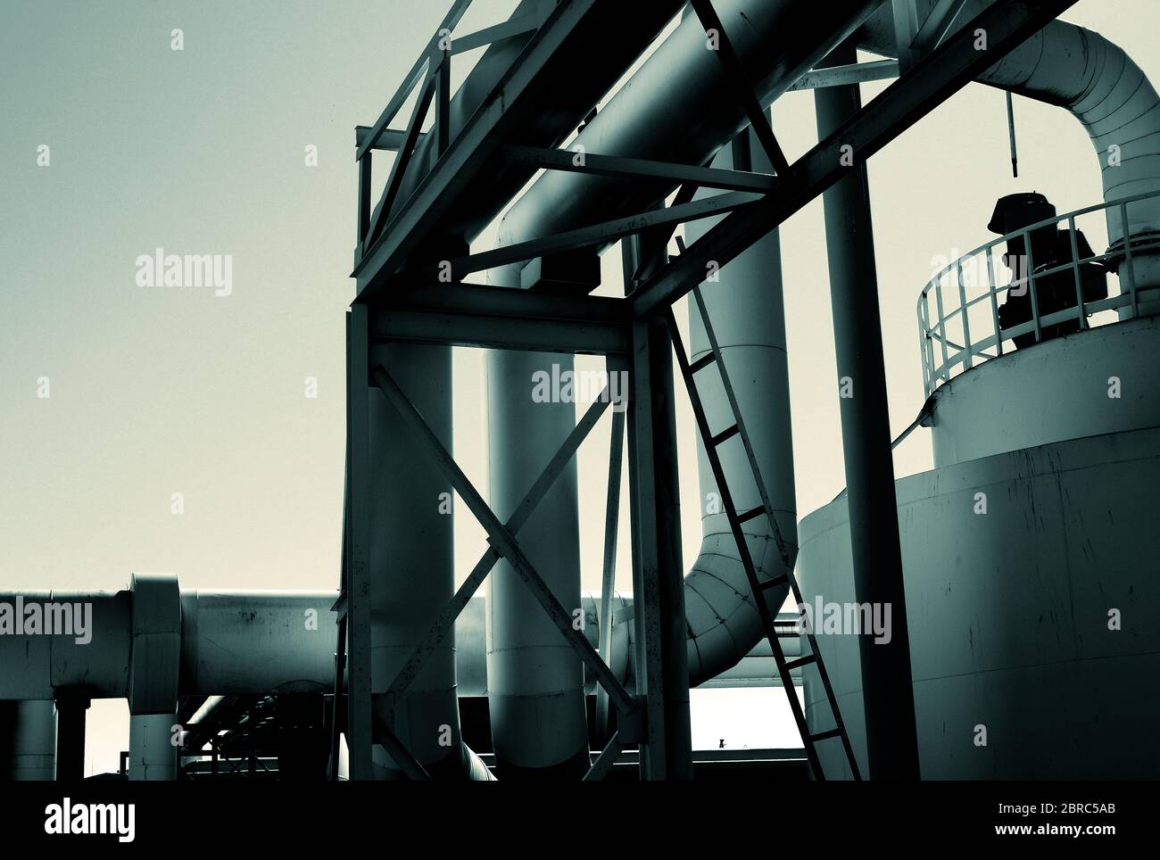 Pipeline and pipe rack of petroleum industrial plant. Offshore Industry ...