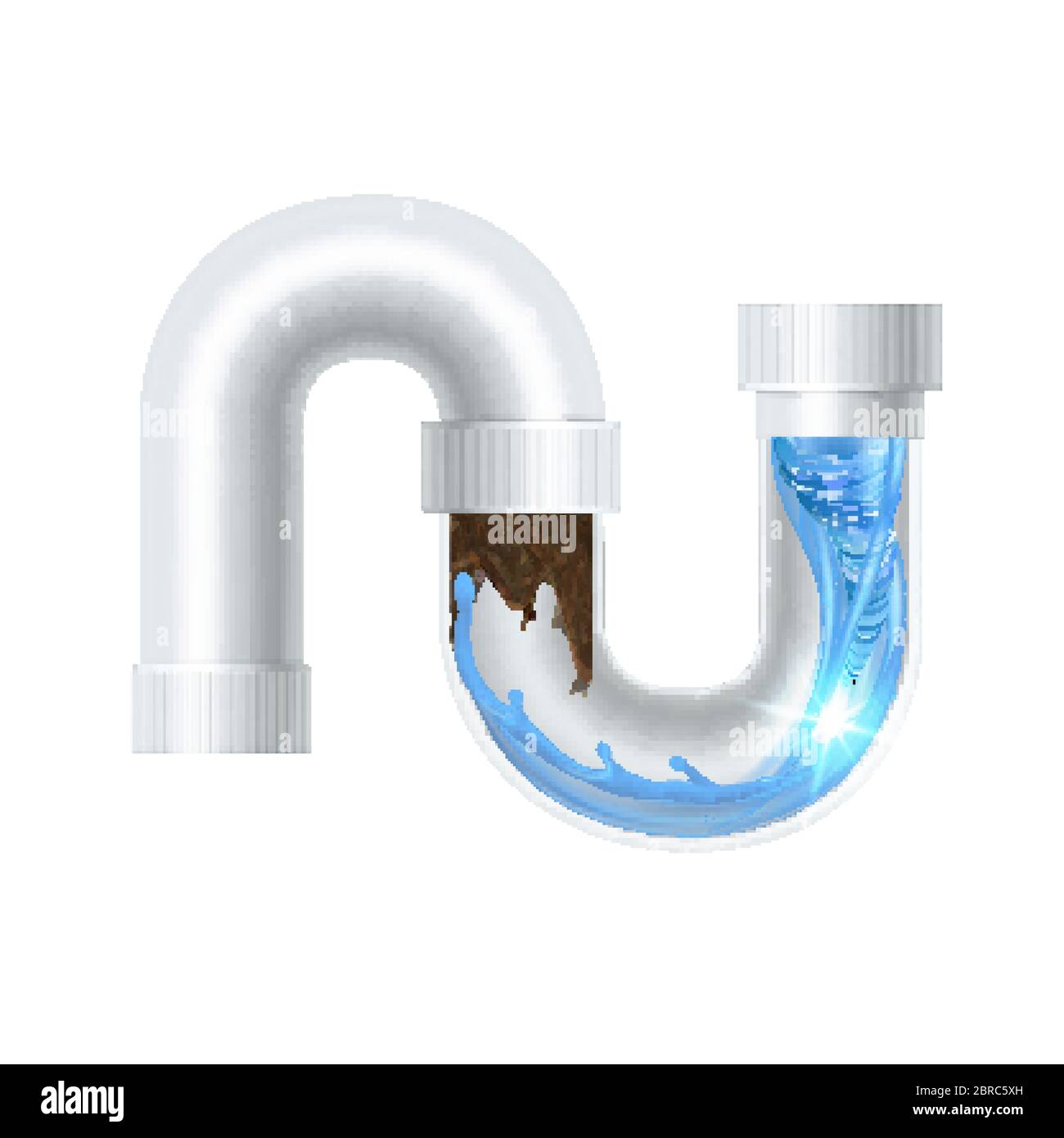 Clogged In Water Canalization Pipe Cleaning Vector Stock Vector Image ...